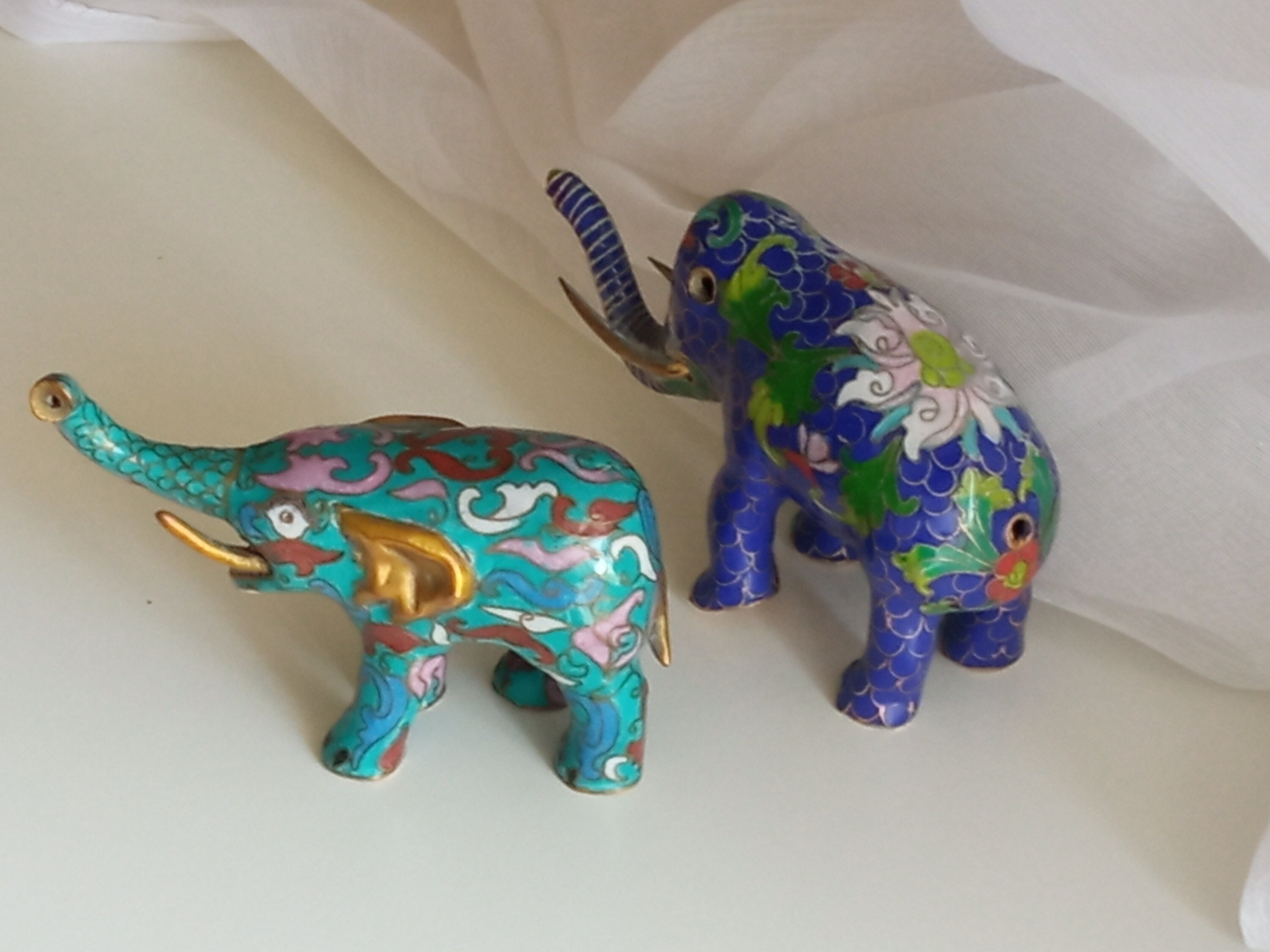 Vintage Chinese Cloisonné Elephants Decorative Miniatures, Collectible ...