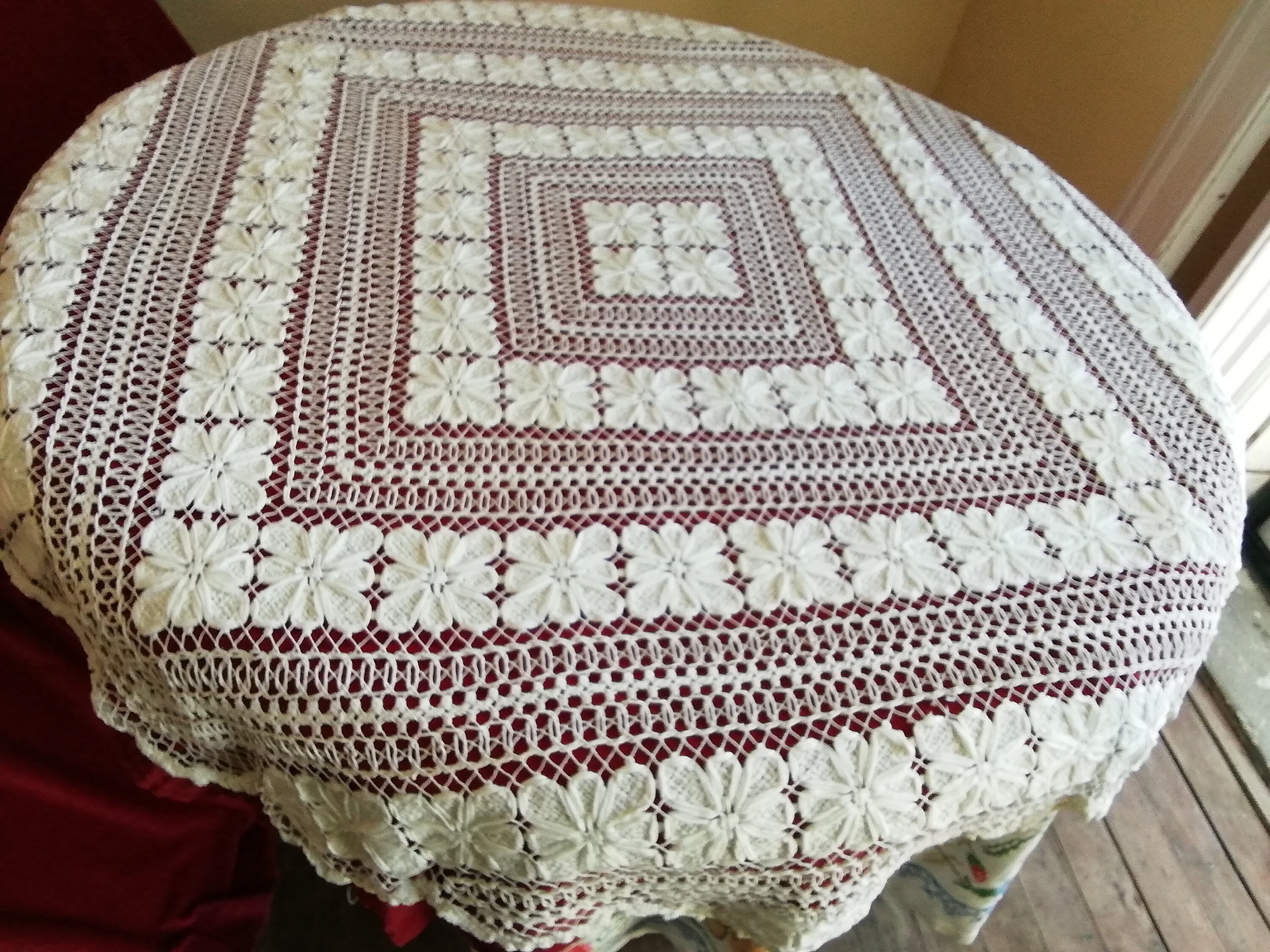 Tablecloth Crochet fine Filet Lace handmade | Etsy