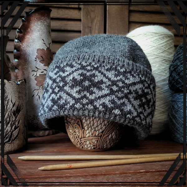 Knitted Reversible Double Hat With Different Designs on Each Side. Cute ...