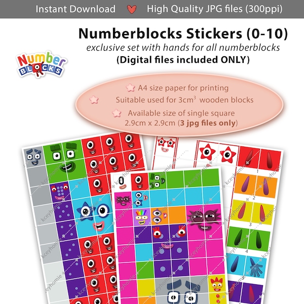 Numberblocks Face Stickers - Etsy