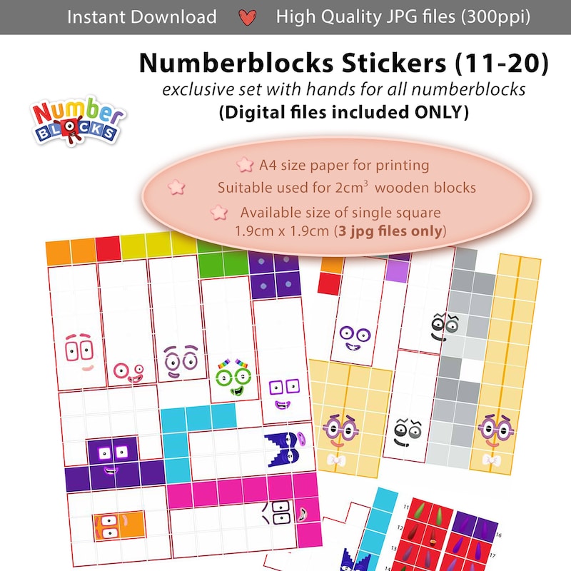 Number Blocks Stickers - Etsy