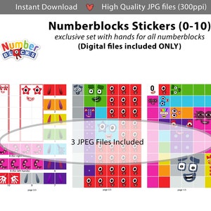 Numberblocks Faces 0-10 and Hands 2.9cm, A4 Stickers Printing, Instant ...