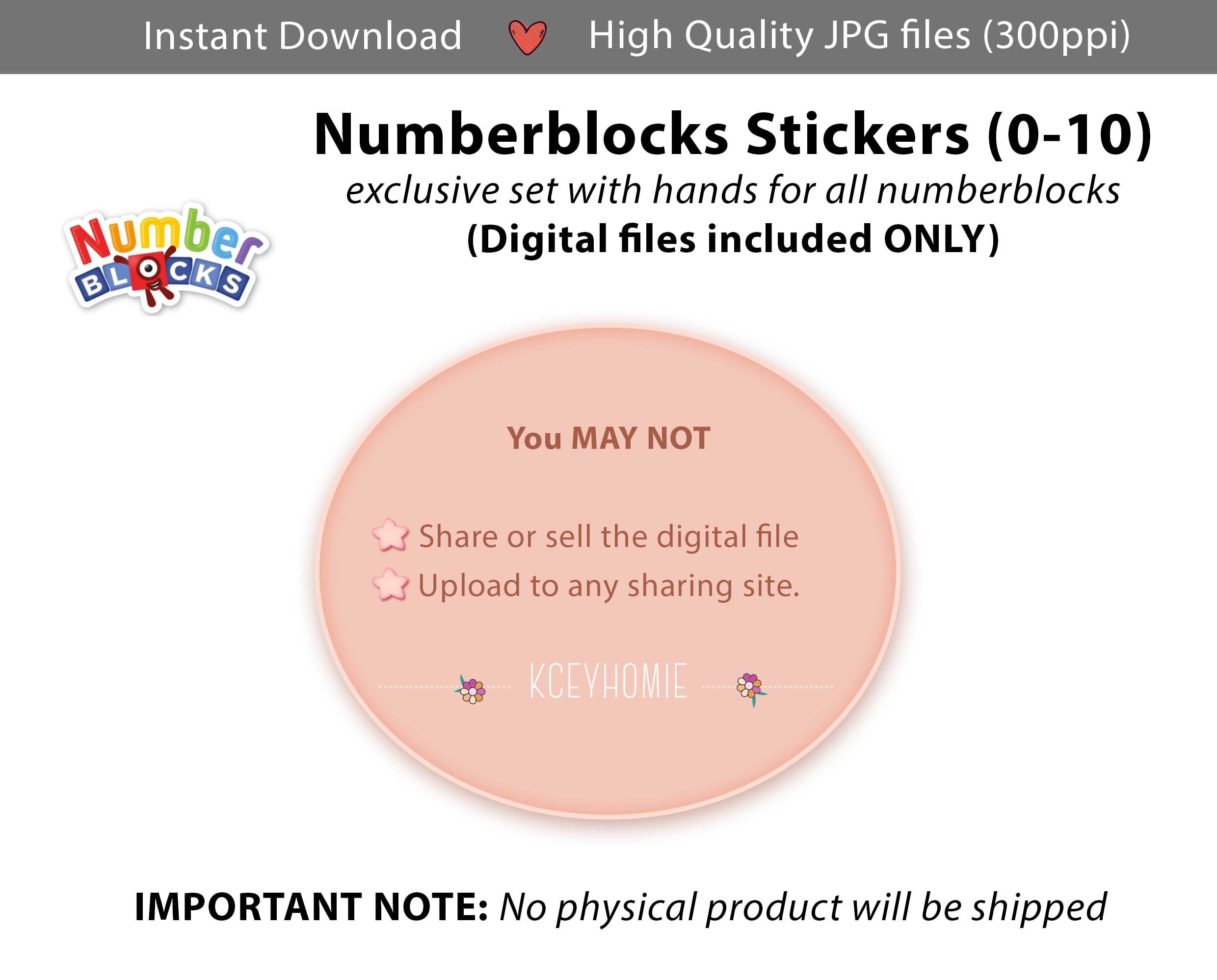 Numberblocks Faces 0-10 and Hands 1.9cm, A4 Stickers Printing, Instant ...