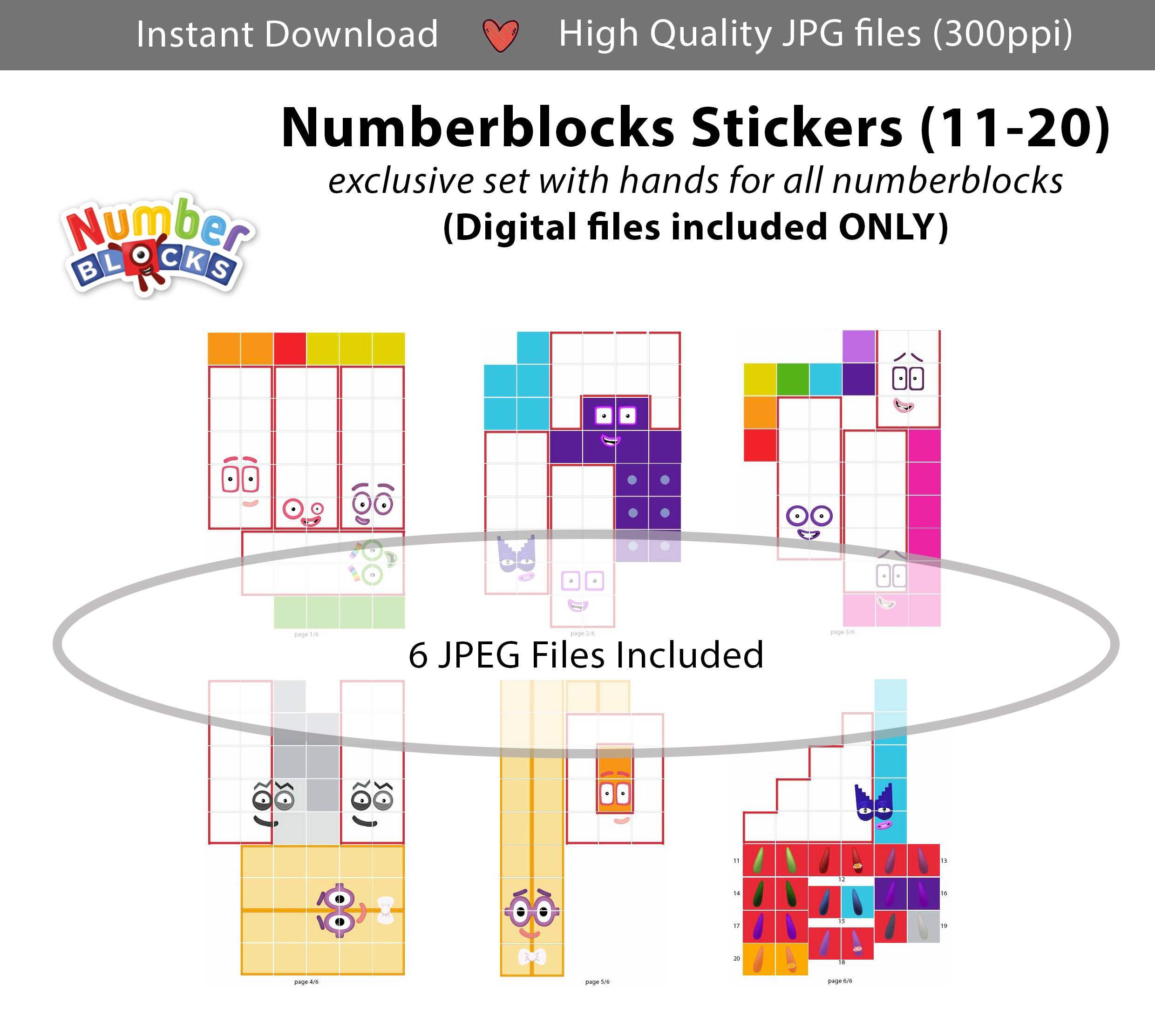 Numberblocks Faces 010 And Hands 29cm A4 Stickers Printing Etsy