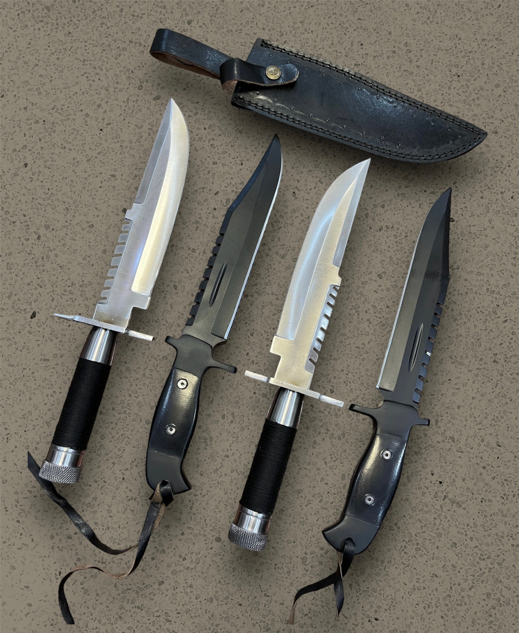 Commando Knives and Bowie Hunting Knives Set of 4 Hand Made D2 Steel ...