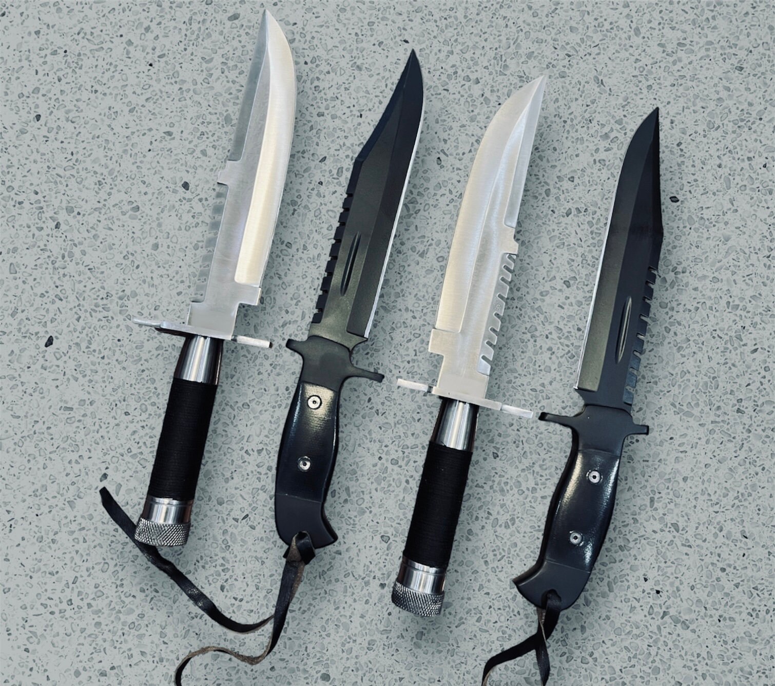 Commando Knives and Bowie Hunting Knives Set of 4 Hand Made D2 Steel ...