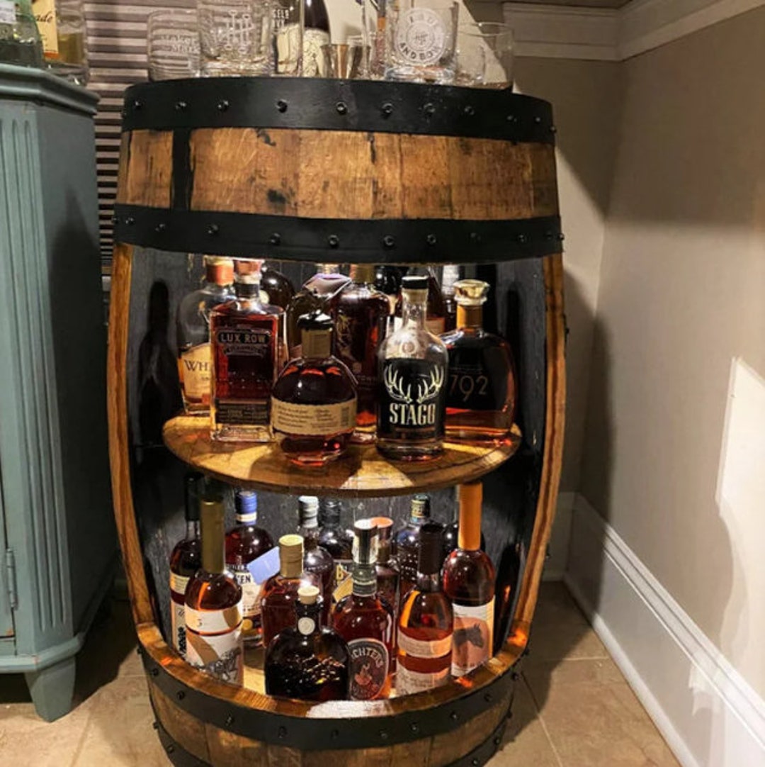 Whiskey Barrel Mini Bar Handcrafted From Authentic Barrel Double Door ...