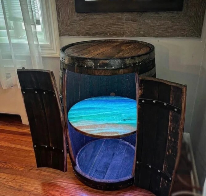 Whiskey Barrel Mini Bar Handcrafted From Authentic Barrel Double Door ...