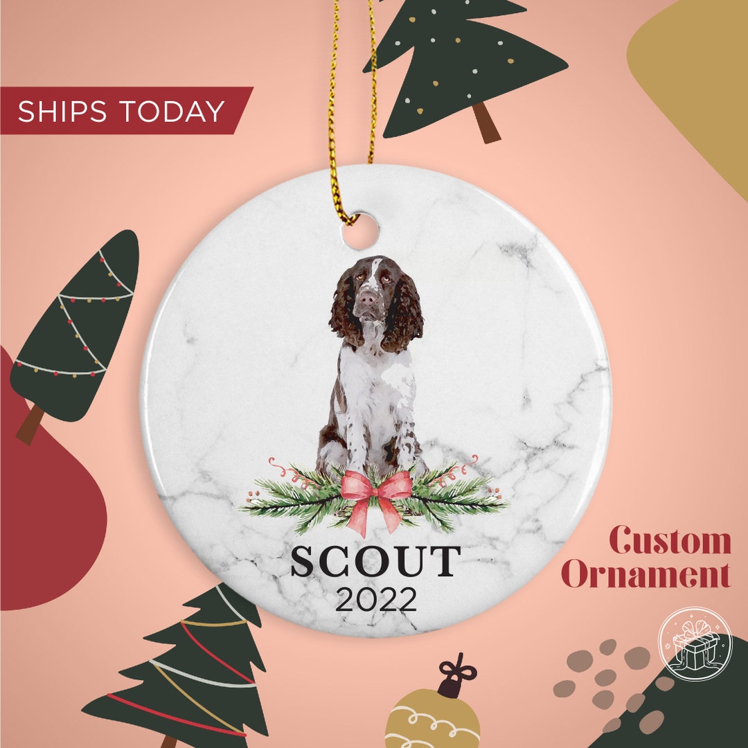 Spaniel English Springer Custom Dog Name Christmas Ornament ...