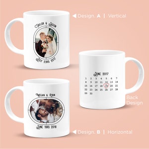 Personalized Calendar Mug, Custom Message, Photo and Date Mug, Double ...