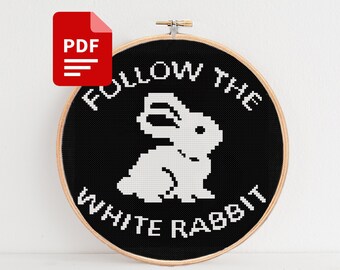 White Rabbit Cross Stitch - Etsy