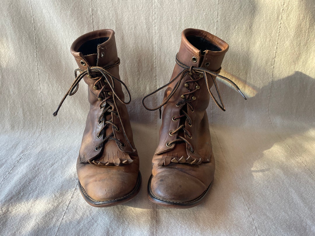 Vintage Laredo Brown Leather Men’s Roper Boots - Etsy