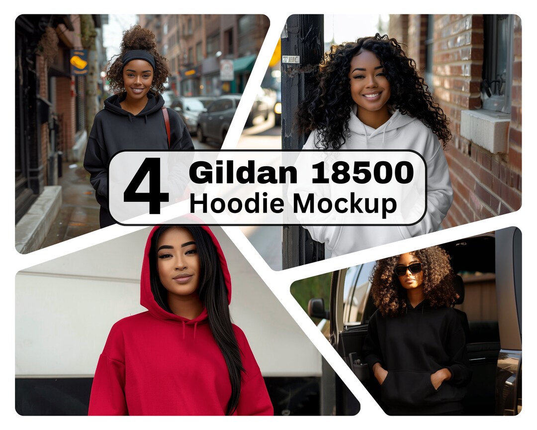 Gildan 18500 Mockup Bundle, Black Women Mockup, Hoodie Mockup, Black ...