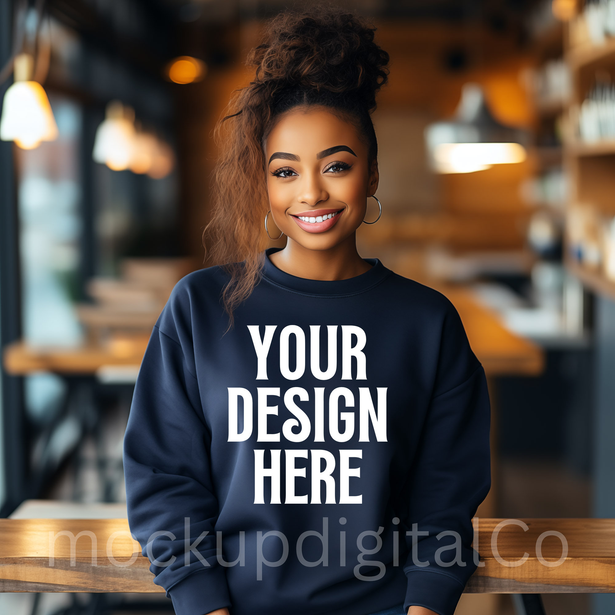 Gildan 18000 Black Mockup Black Woman Mockup Sweatshirt Mockup Gildan ...