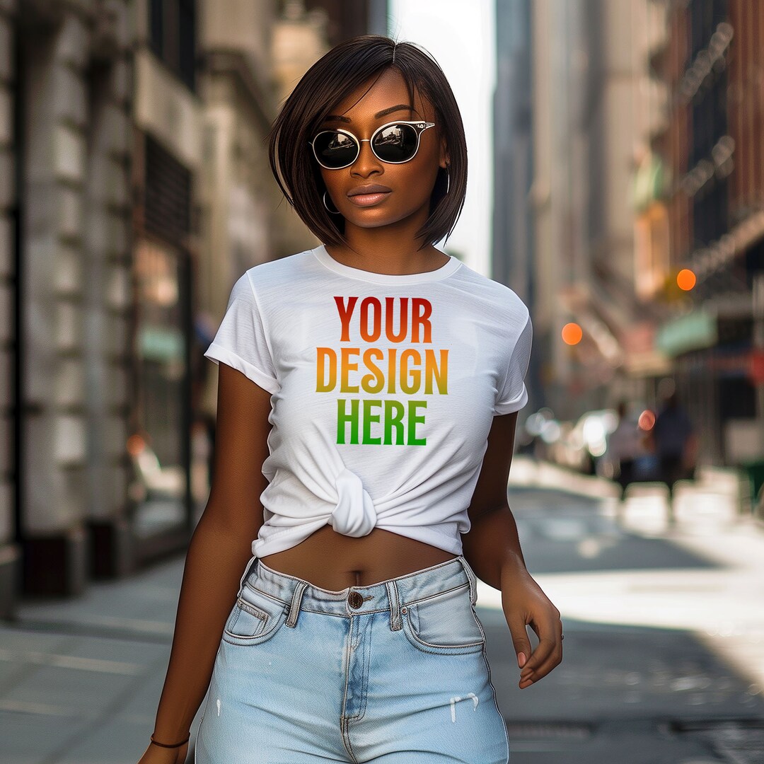 Black Model Mockup, White Tshirt Mockup, African American Oversized ...