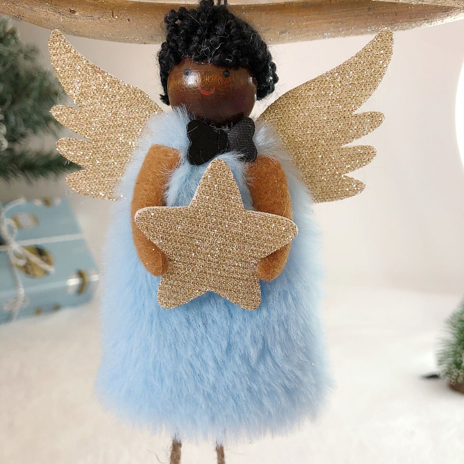 BOY Angel, Brown-skinned Angel, Black Hair Angel, Hanging Figurine ...