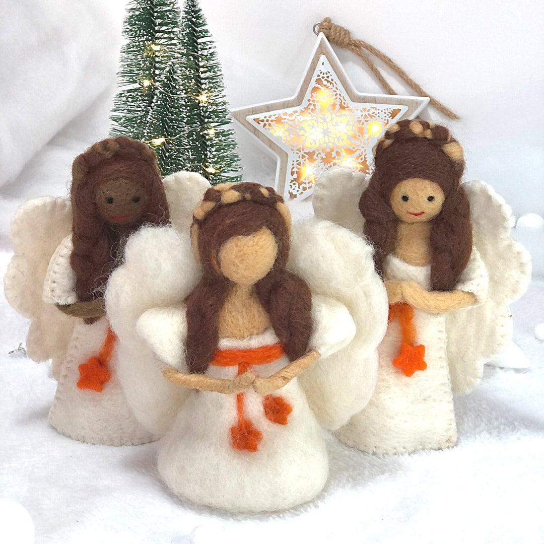 Handmade Wool Felt Angels, Felt Christmas Ornaments, Needle Felted ...