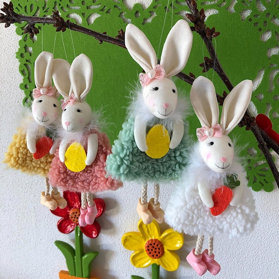 Hanging Easter Bunnyhandmade Easter Bunny Ornamentseaster - Etsy