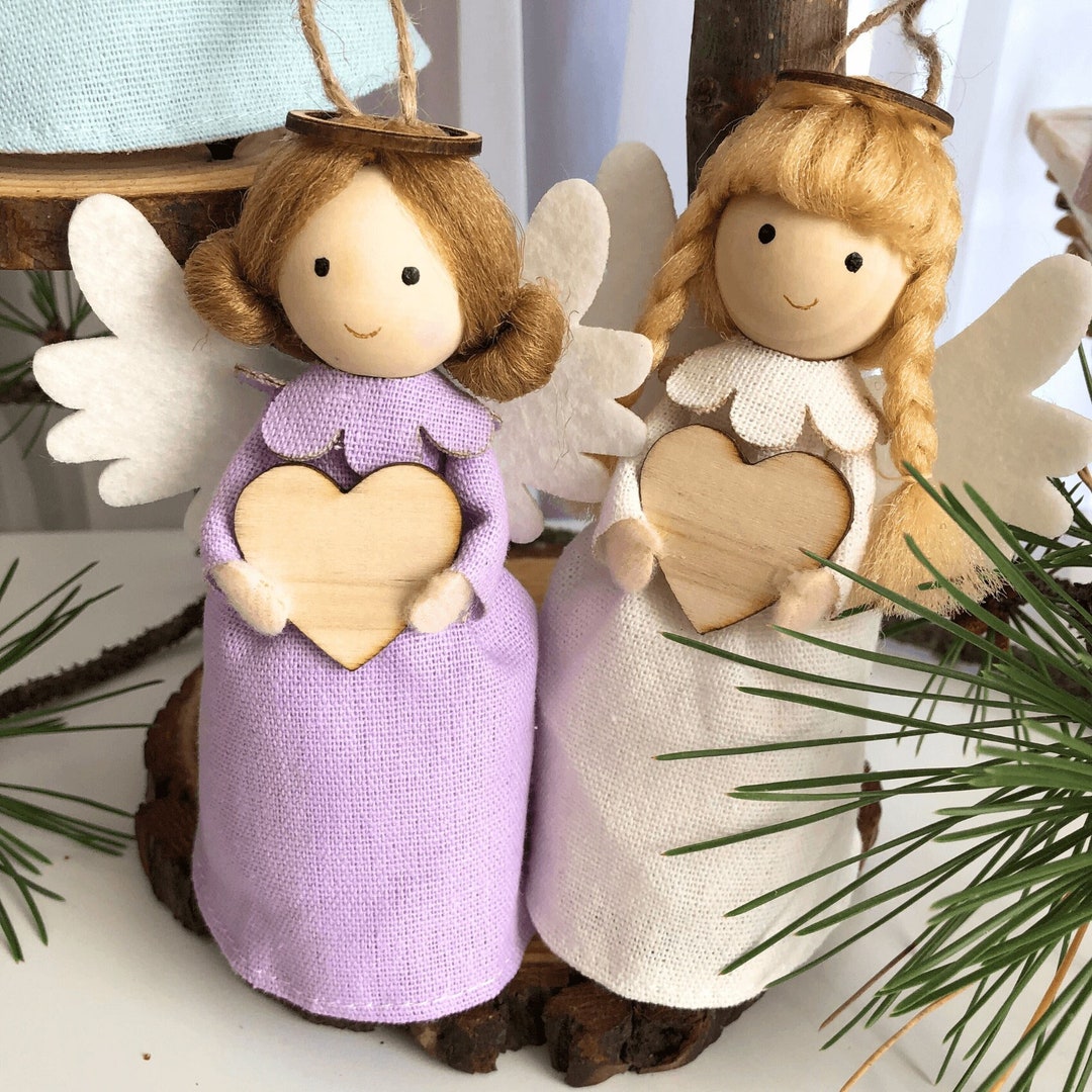 Angel Ornament, Angel Figurine, Christmas Tree Angel, Rustic Holiday ...