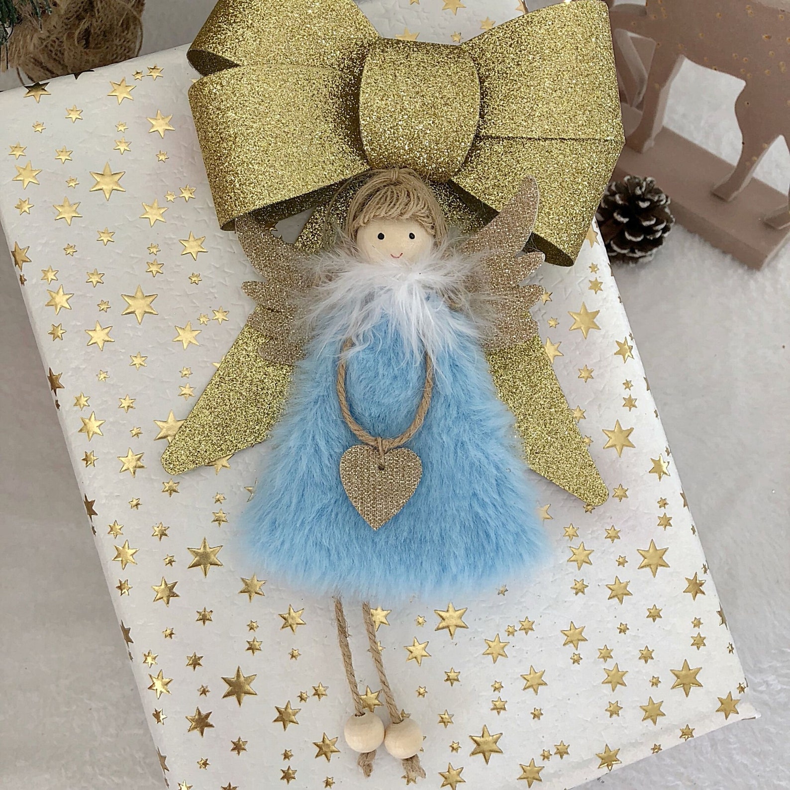 HANGING ANGEL BLUE Angel Hanging Figurine Christmas Angel - Etsy