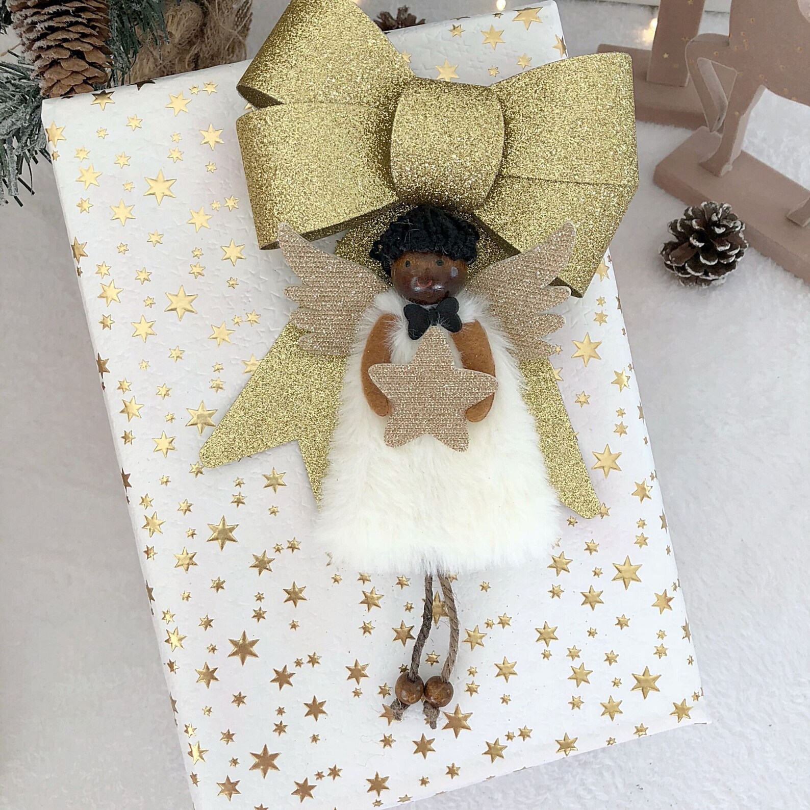 BOY Angel, Brown-skinned Angel, Black Hair Angel, Hanging Figurine ...