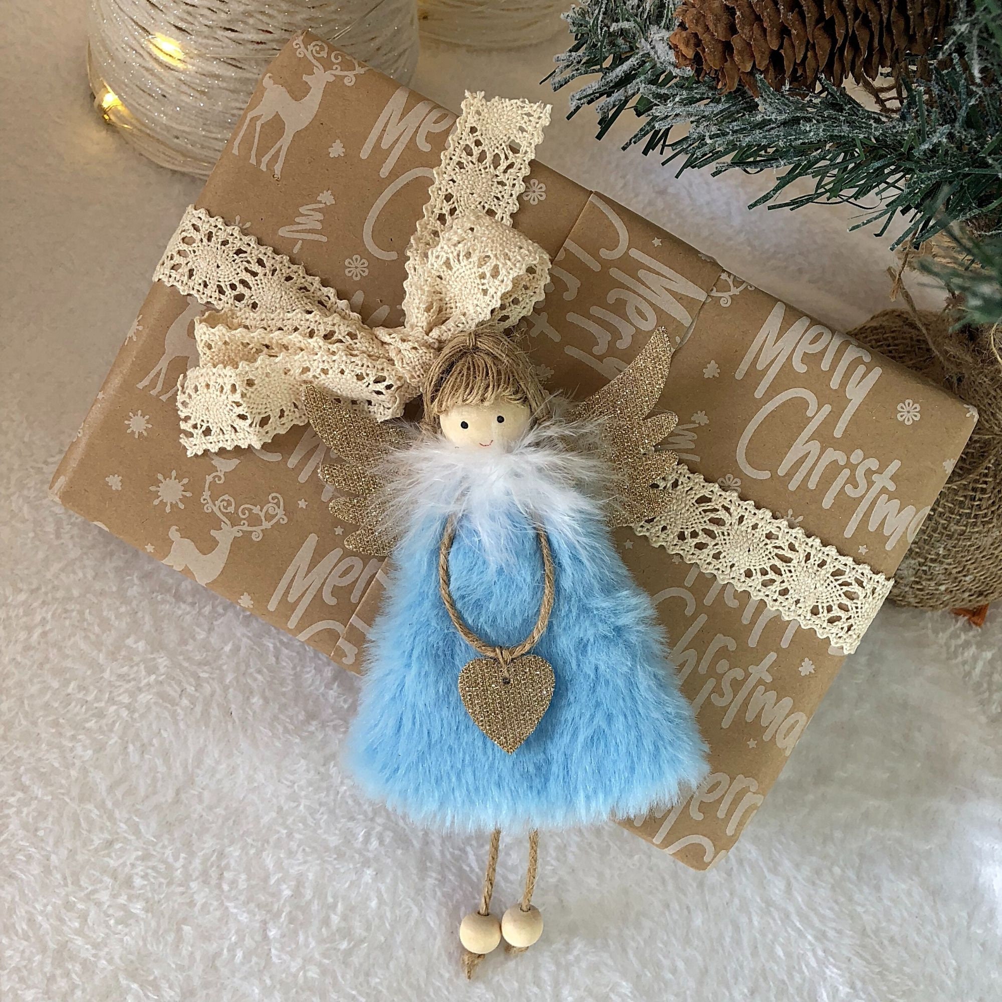 HANGING ANGEL BLUE Angel Hanging Figurine Christmas Angel - Etsy