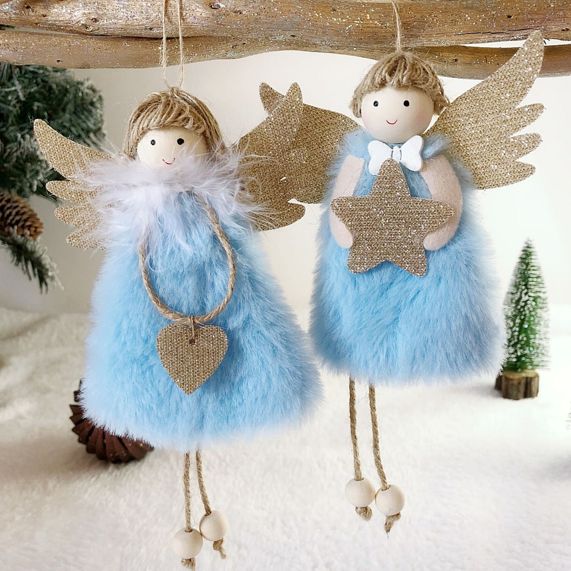 HANGING ANGEL BLUE Angel Hanging Figurine Christmas Angel | Etsy