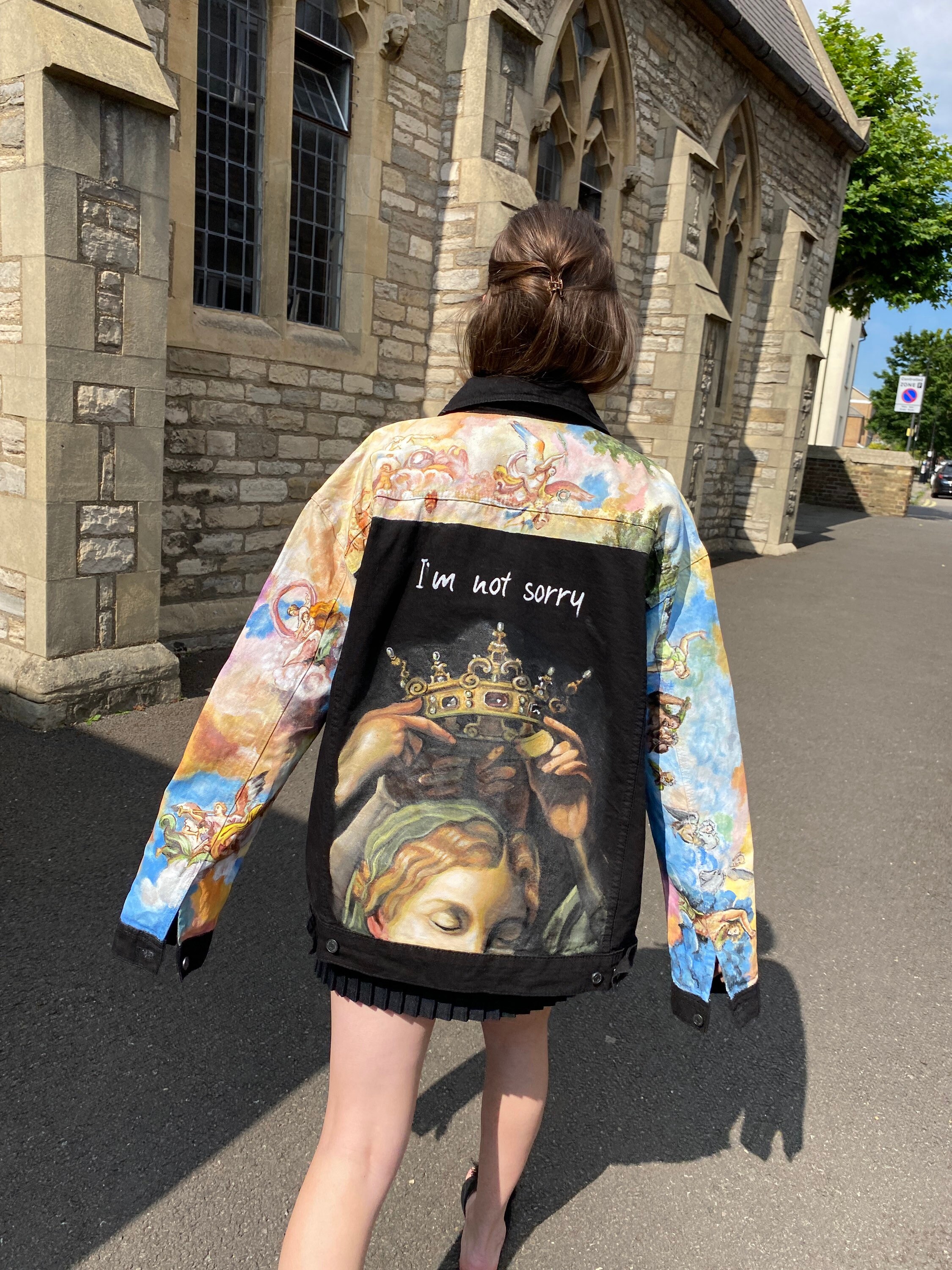 Hand-painted Custom Denim Jacket: Virgin and Child With Angels - Etsy