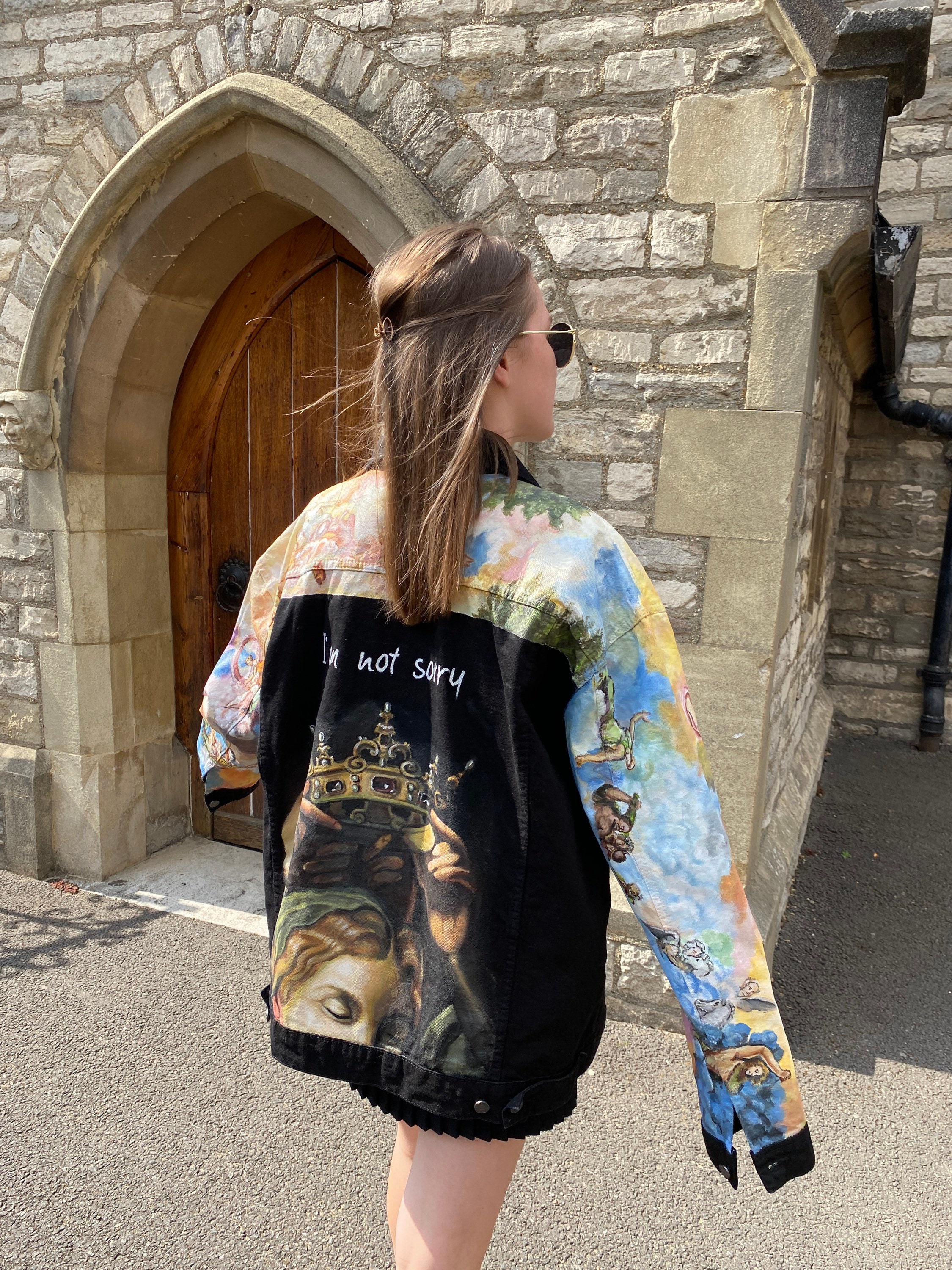Hand-painted Custom Denim Jacket: Virgin and Child With Angels - Etsy