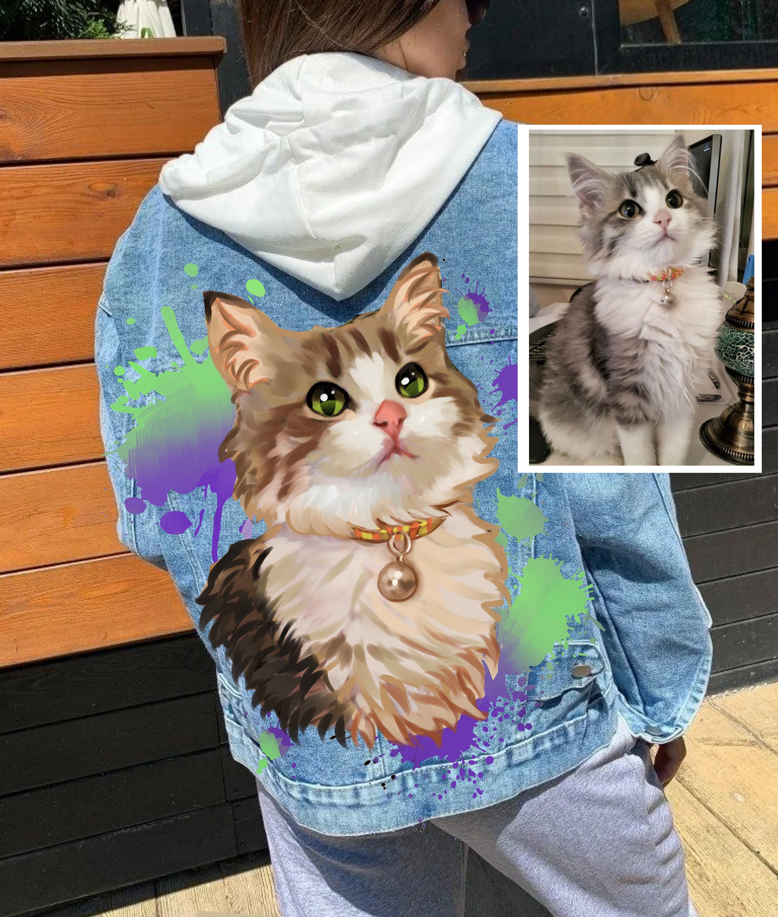 Customized Denim Jacket Custom Hand Painted on Clothes Art Pet Portrait ...