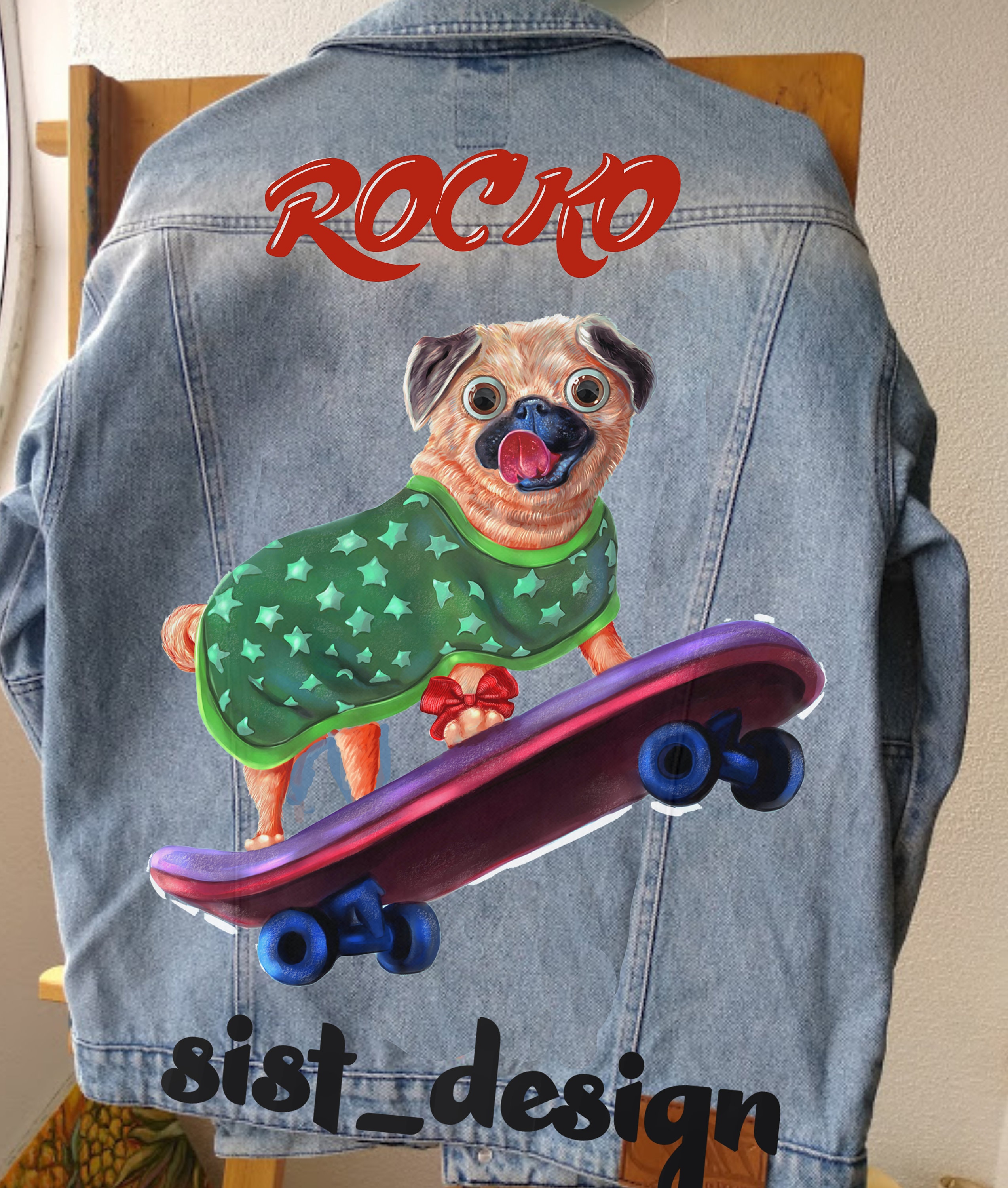 Customized Denim Jacket Custom Hand Painted on Clothes Art Pet Portrait ...