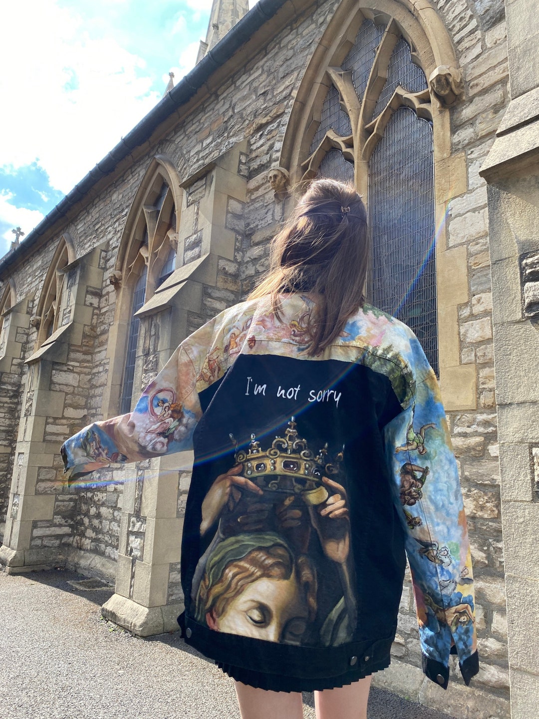 Hand-painted Custom Denim Jacket: Virgin and Child With Angels - Etsy