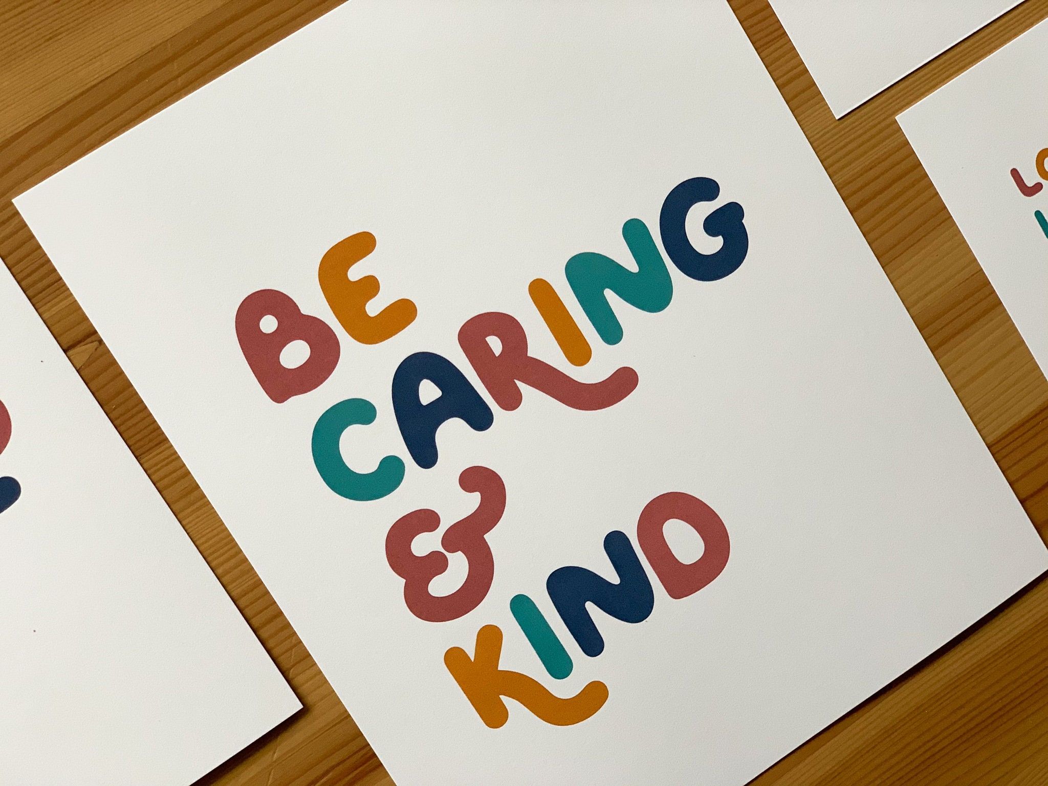 8 X 10 Print, "be Caring & Kind" Inspirational Poster, Typography Print ...