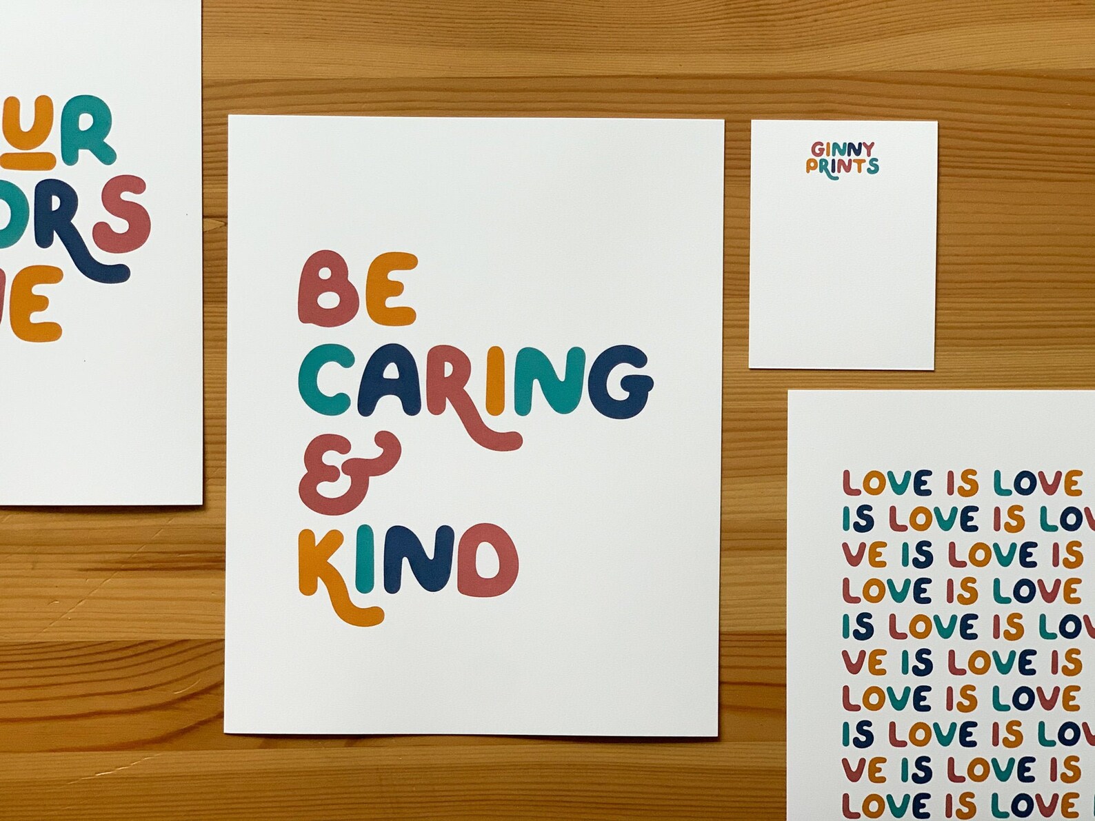 8 X 10 Print, "be Caring & Kind" Inspirational Poster, Typography Print ...