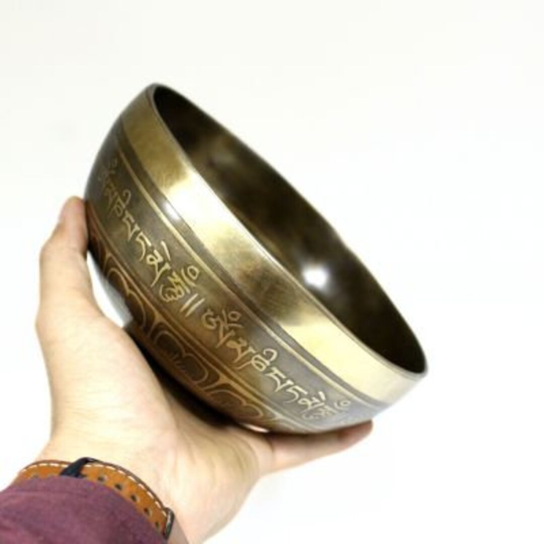 Handcrafted Tibetan Singing Bowl With Wooden Mallet and Embroidered ...
