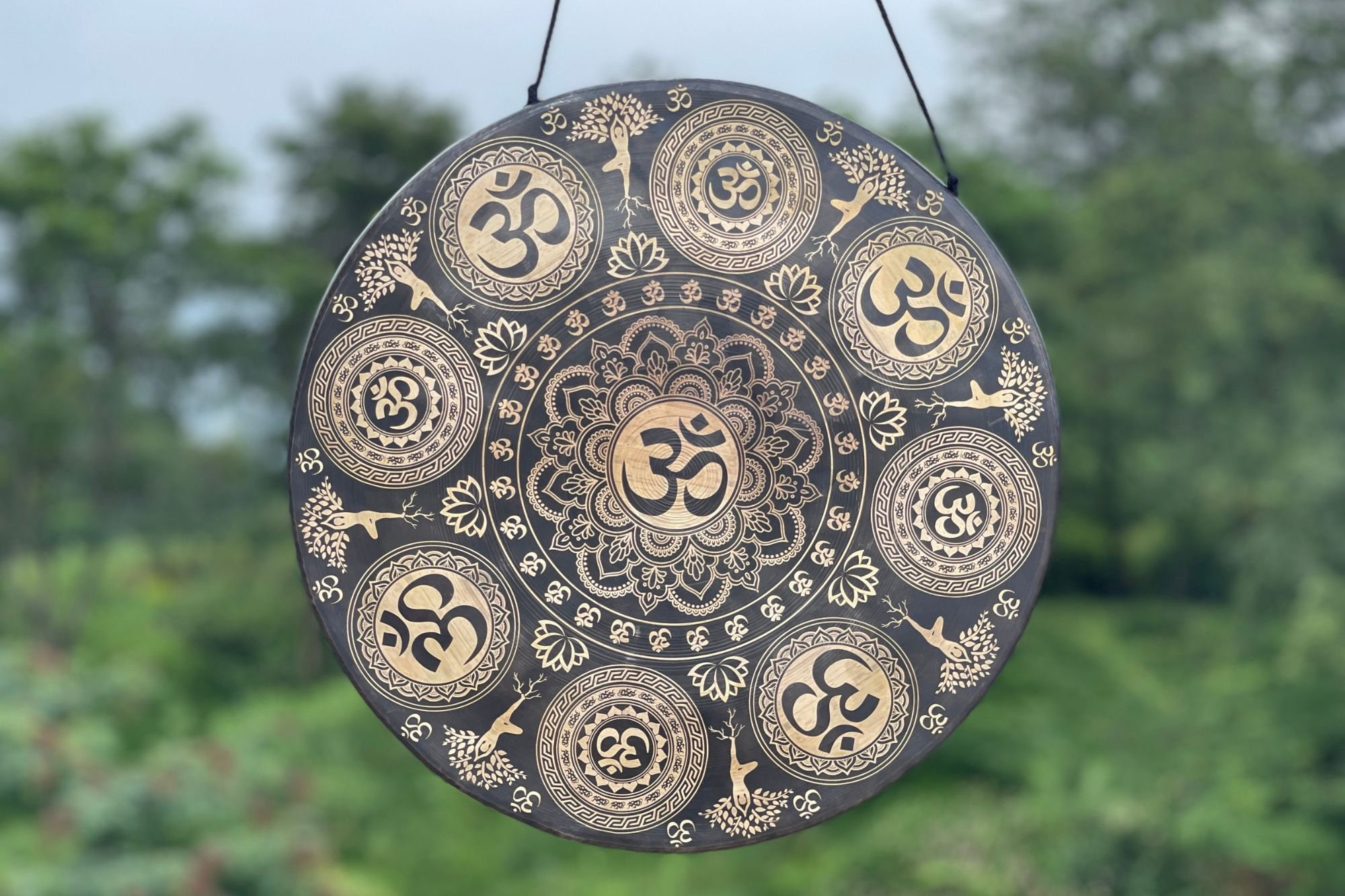 Om Design Handmade Gong Tibetan Gong Bell Handmade in Nepal 35cm 100cm ...