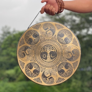 Handmade Tree of Life Gong - Seven Metal Meditation Gong With Detailed ...