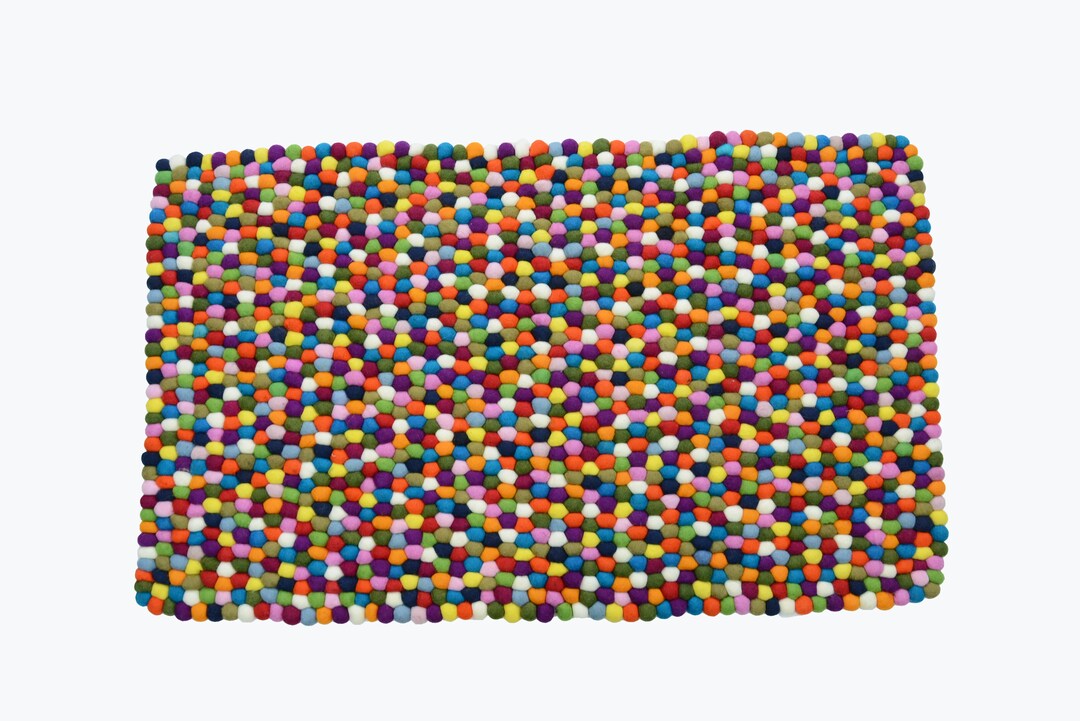 Multicolor Felt Ball Rug: Handmade Wool Nursery Rug - Etsy Australia
