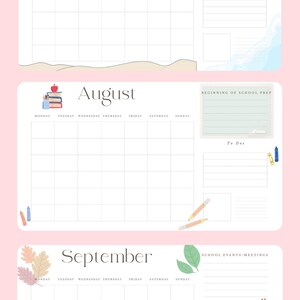School Calendar - 12 Month With Themed Months, Blank Calendar ...