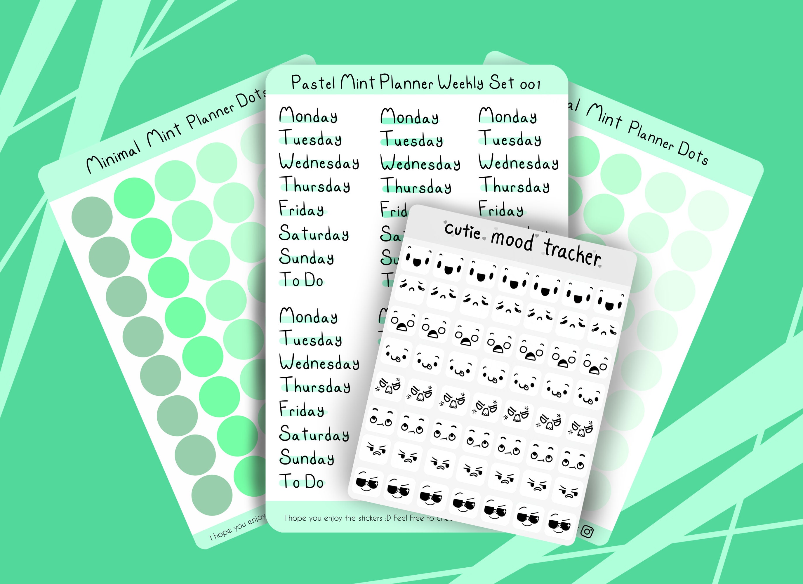 Planning Stickers Minimal Planner Set Mood Stickers Pastel Blue Planner ...