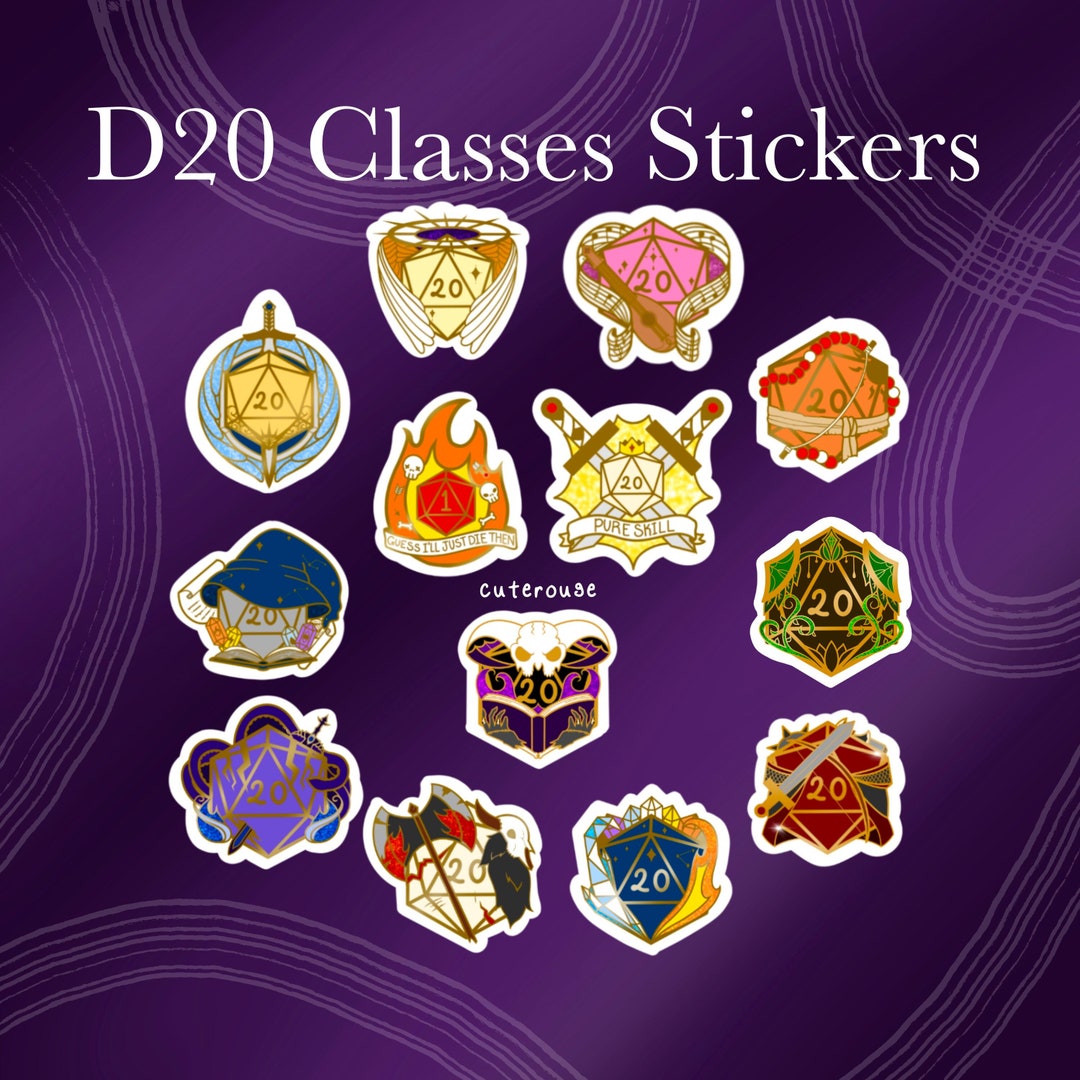 Dnd Class Stickers D20 Class Stickers Dungeons and Dragons - Etsy