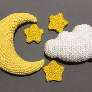 Crochet Moon Pattern, Moons PDF, Cloud Baby Mobile, Rattle Infant, Amigurumi Newborn, Digital ...