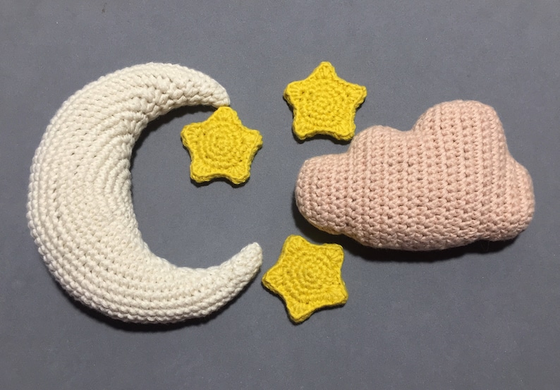 Crochet Moon Pattern Moons PDF Cloud Baby Mobile Rattle - Etsy