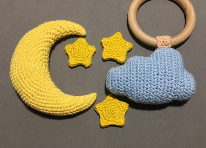Crochet Moon Pattern Moons PDF Cloud Baby Mobile Rattle - Etsy