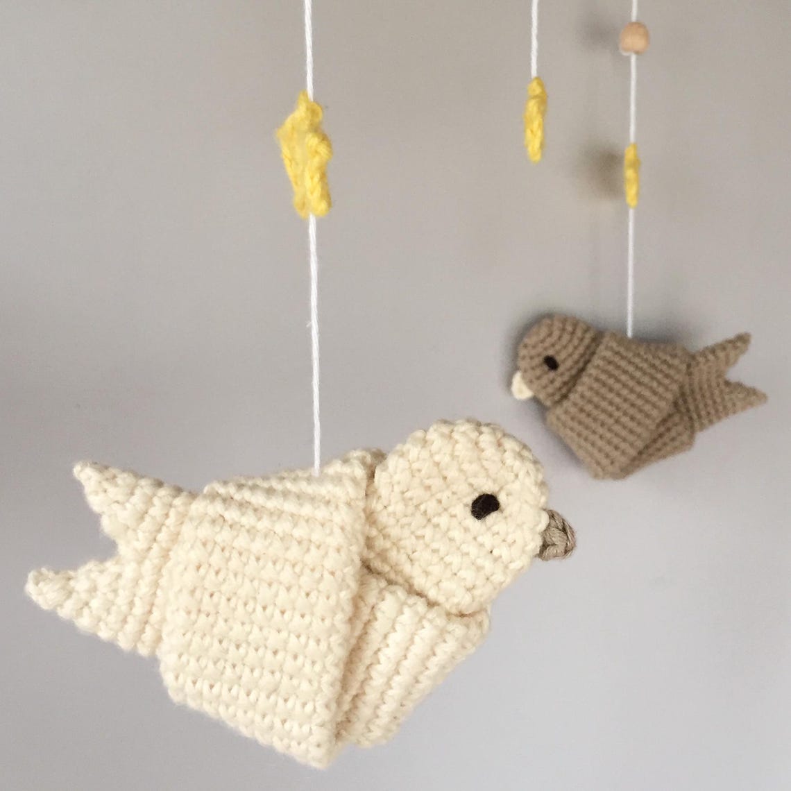 Pattern Only, Pastel Bird Baby Mobile, Scandinavian Nursery Decor ...