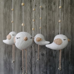 Pattern Only, Pastel Bird Baby Mobile, White Nursery Decor, Crochet ...