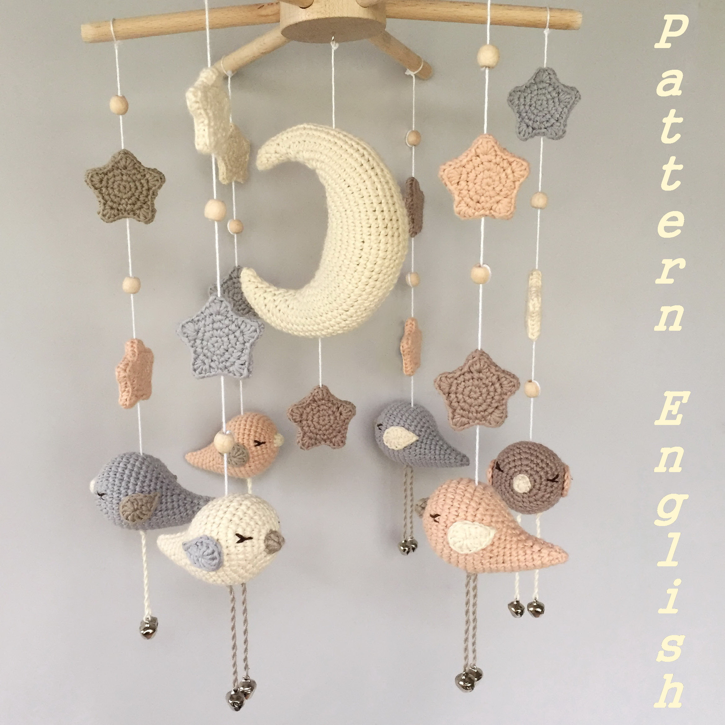 Pattern Only, Pastel Bird Baby Mobile, Scandinavian Nursery Decor ...