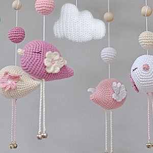 Pattern Only, Pastel Bird Baby Mobile, Scandinavian Nursery Decor ...