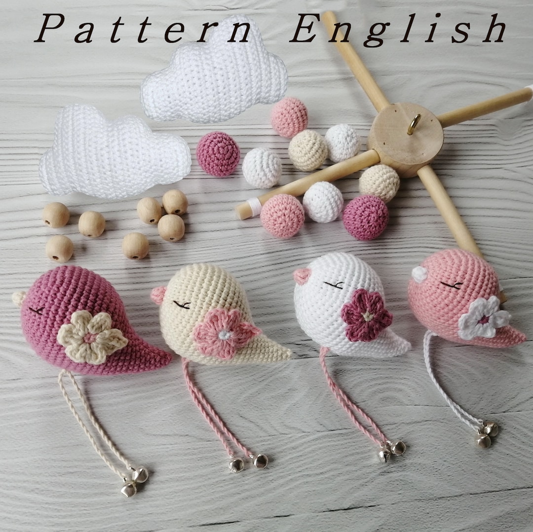 Pattern Only, Pastel Bird Baby Mobile, Scandinavian Nursery Decor ...