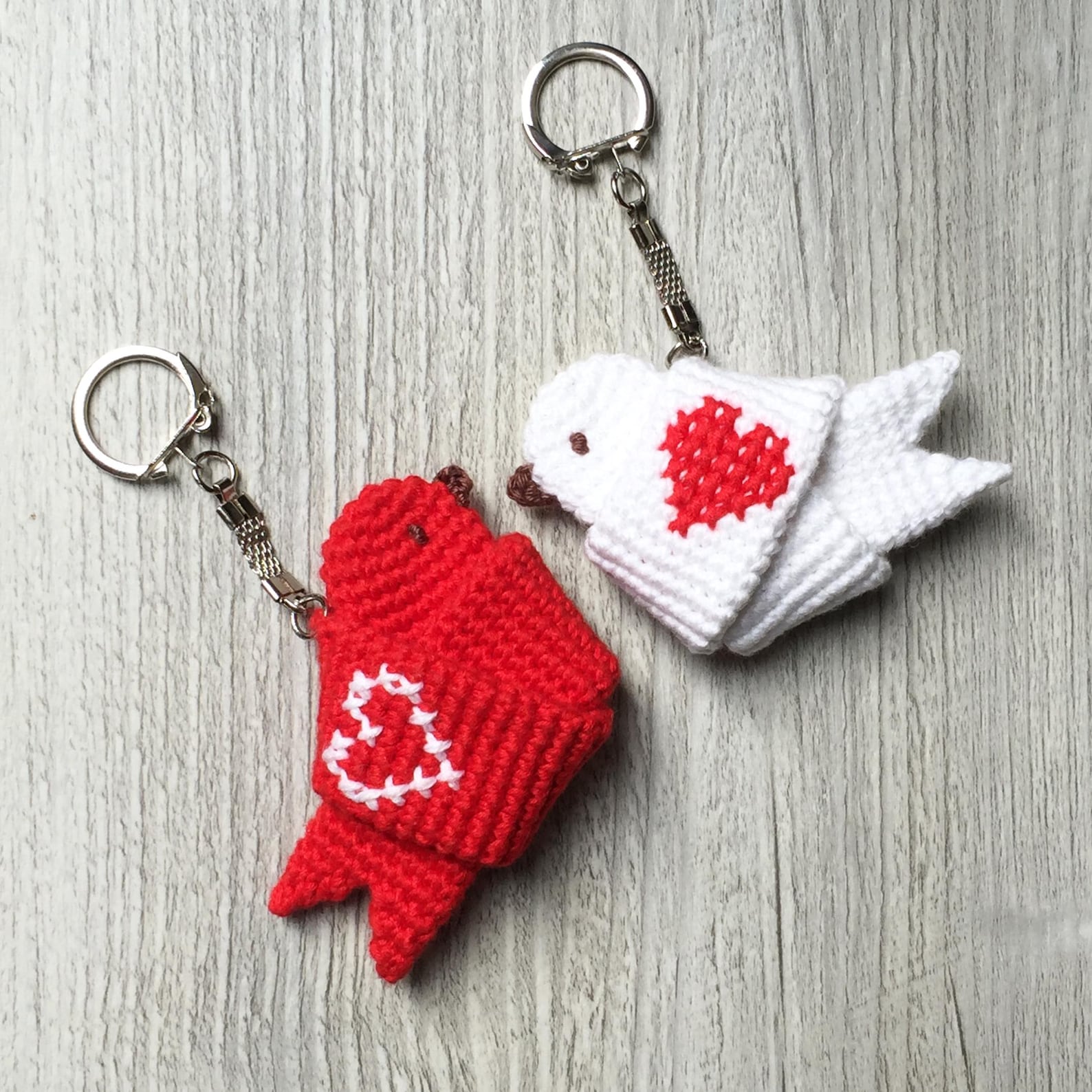 Pattern Only, Crochet Valentines Day Birds, Keychain Birdy, Bag Tag ...